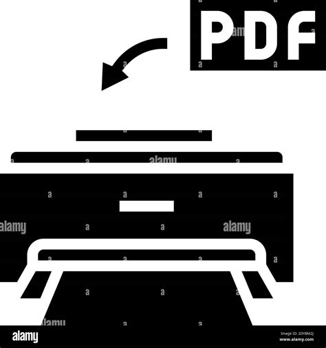 Printing Pdf File Glyph Icon Vector Illustration Stock Vector Image