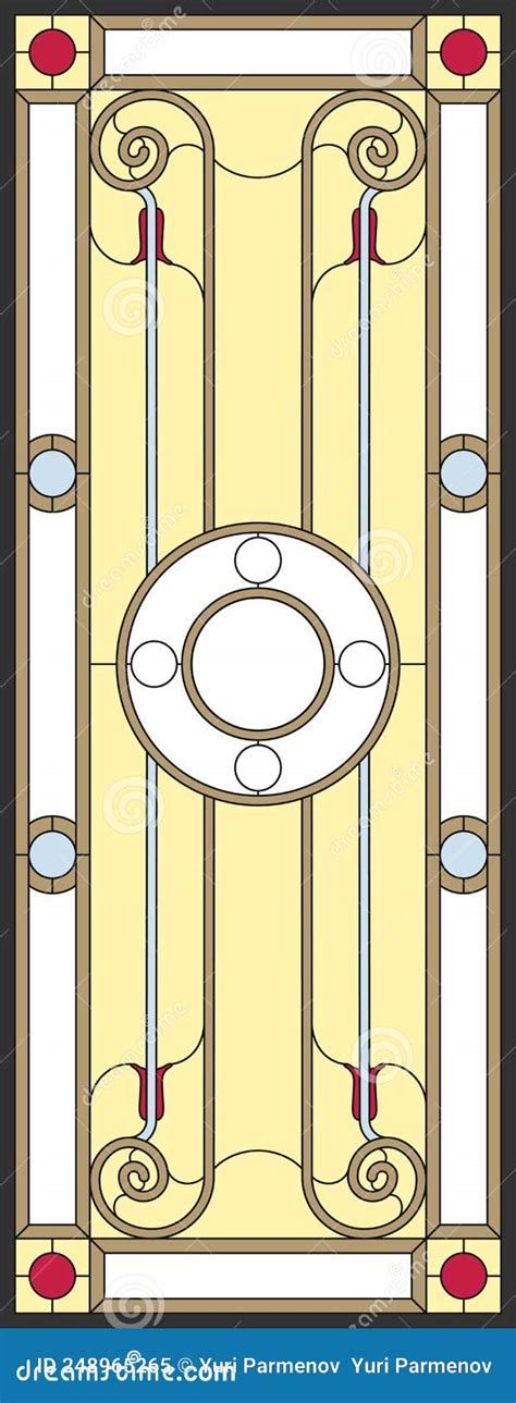 Stained Glass Panel In A Rectangular Frame Abstract Geometric Style