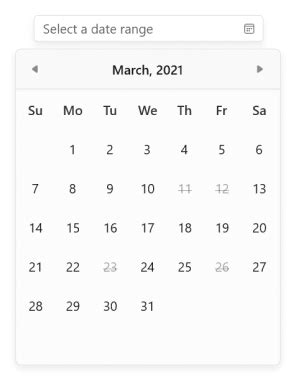 Restrict DateRange Selection In Calendar DateRange Picker Syncfusion