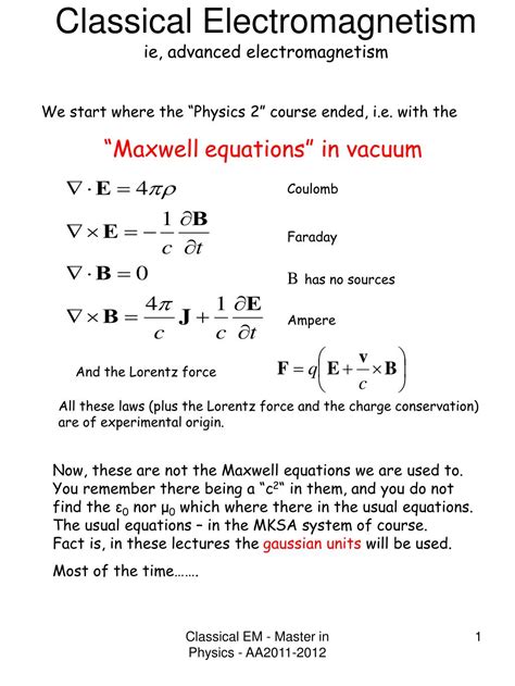 Ppt Classical Electromagnetism Ie Advanced Electromagnetism