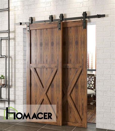 Homacer Black Rustic Single Track Bypass Sliding Barn Door Etsy