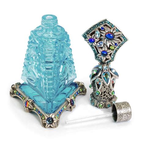 Antique Perfume Bottle Blue Perfume Bottle Czech Glass Etsy