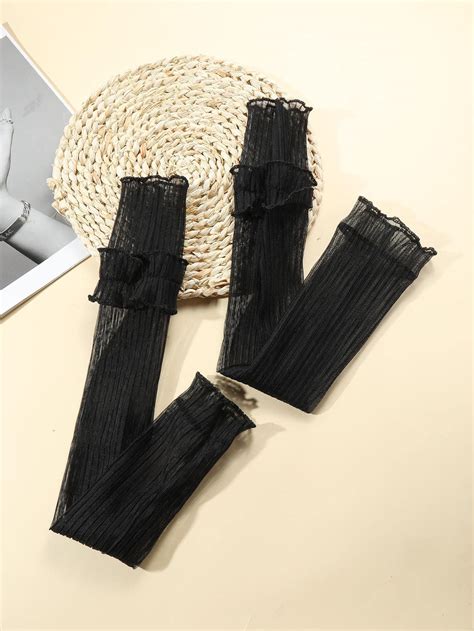 1pair Women Ruffle Trim Sun Protection Fashion Arm Sleeves For Summer