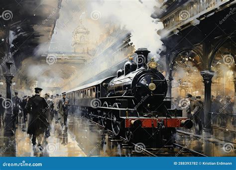 Golden Age Glory A Monotype Ode To Railway S Past Stock Illustration