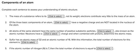 Solved Components Of An Atom Complete Each Sentence To
