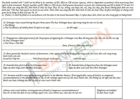 Hướng Dẫn Cách điền đơn Xin Cấp Visa Schengen Từ A Z