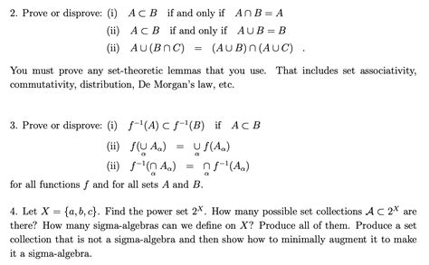 Solved 2 Prove Or Disprove I A⊂b If And Only If A∩ba