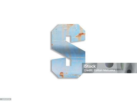 3d 일러스트 레터 S 라이트 블루 컬러 녹슨 철금속 알파벳 고립 된 디자인 요소 0명에 대한 스톡 사진 및 기타 이미지 0