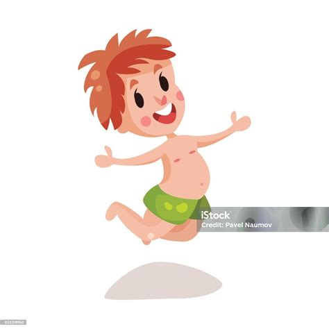 소년 수영 비치 다채로운 문자 벡터 일러스트 레이 션에 재미에 반바지를 입고 건강한 생활방식에 대한 스톡 벡터 아트 및 기타 이미지 건강한 생활방식 귀여운 놀기