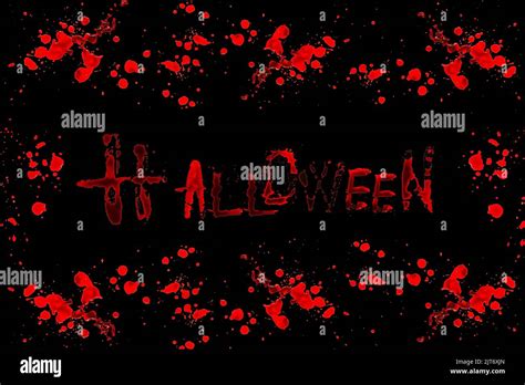 Halloween Bloody Inscription Halloween In A Bloody Frame Isolated On A
