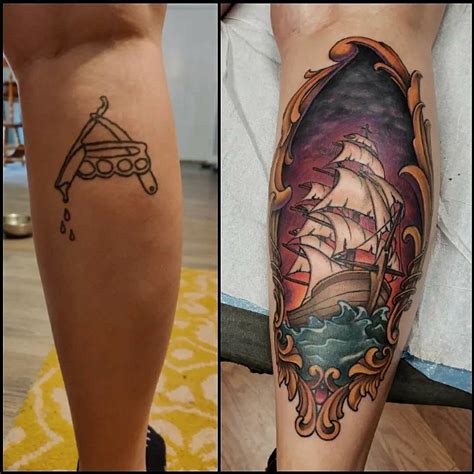Neo Traditional Pirate Ship Tattoo