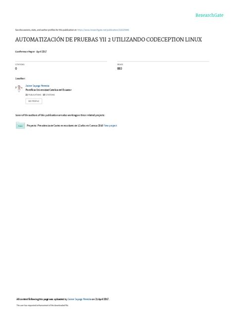 Automatización De Pruebas Yii 2 Utilizando Codeception Linux Pdf