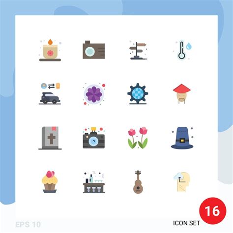 16 Universal Flat Colors Set For Web And Mobile Applications Flower Man Location Transport