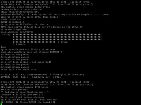 SK AM62B P1 Ethernet Configuration Issue Please Reset Board