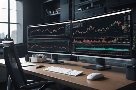 Financial Stock Charts On Dual Monitors Analyzing Market Trends Premium Ai Generated Image