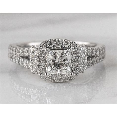 Kesslers 1 1 4ct T W Princess Cut Diamond Engagement Ring In 14k