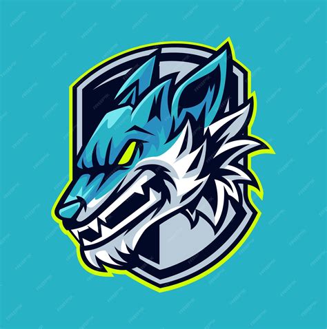 Esport 및 스포츠 로고 팀을 위한 벡터 늑대 마스코트 로고 템플릿 프리미엄 벡터