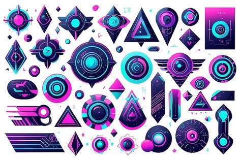 Premium Photo Retro Futuristic Elements For Design Big Collection Of