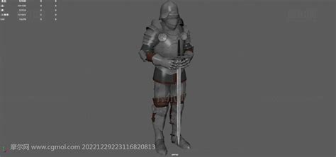 中世纪盔甲士兵骑士铠甲3dmaya模型已塌陷历史角色模型下载 摩尔网cgmol