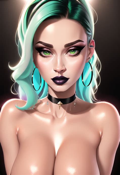 Rule 34 Ai Generated Big Breasts Bimbo Bimbo Body Bimbo Lips Blue Hair Enormous Breasts Goth