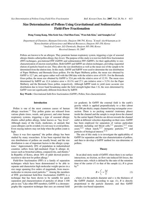 Pdf Size Determination Of Pollens Using Gravitational And