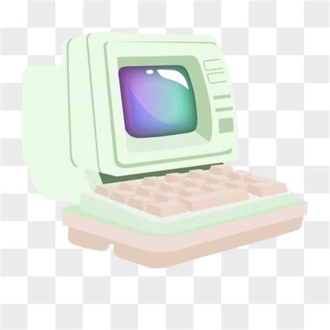 Download Old Fashioned Computer With Colorful Screen And Keyboard Pngs Online Creative Fabrica