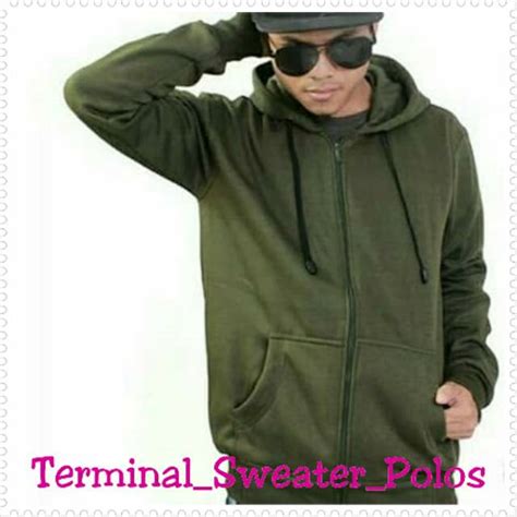 Jual Zipper Hodie Hijau Army Jaket Polos Pria Shopee Indonesia