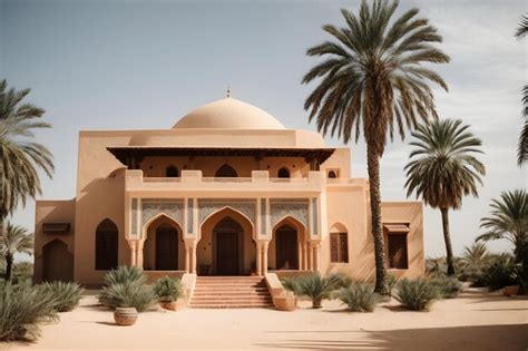 Premium Photo Traditional Old House Architecture With Palm Trees In