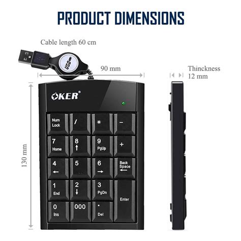 Keyboard Oker Kp 2017 คีย์บอร์ด แป้นตัวเลข แบบเก็บสาย Numberic Super