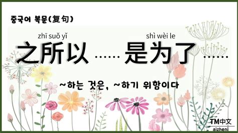 중국어 복문 之所以是为了 A하는 것은 B하기 위해서다 Youtube