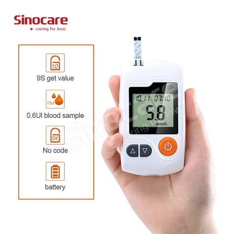 Sinocare Glucose Meter Blood Machine Test Strip Glukometer ...