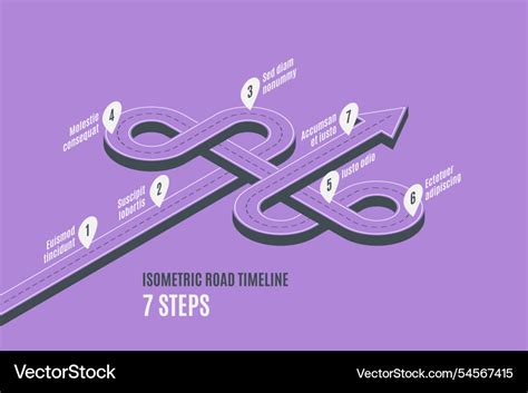 Isometric Navigation Map Infographic 7 Steps Vector Image