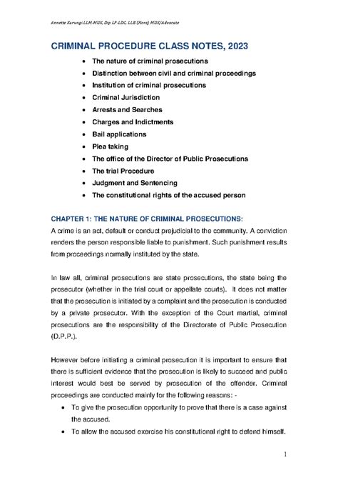 Criminal Procedure Lecture Notes CRIMINAL PROCEDURE CLASS NOTES 2023