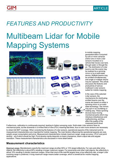 pdf multibeam lidar for mobile mapping systems