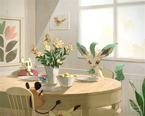 Mokuzou Moku Ssbu Dedenne Fletchinder Leafeon Mienfoo Pikachu Sinistea Nintendo