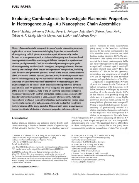 Pdf Exploiting Combinatorics To Investigate Plasmonic Properties In Heterogeneous Ag Au