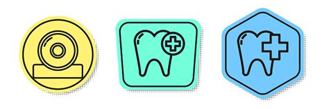 치과 치료 치아를위한 라인 이비인후과 머리 반사경 치아 및 치과 진료소를 설정합니다 컬러 셰이프입니다 벡터 개념에 대한 스톡 벡터 아트 및 기타 이미지 Istock