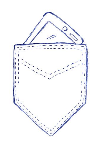 Tangan Menggambar Sketsa Smartphone Di Saku Belakang Ilustrasi Stok