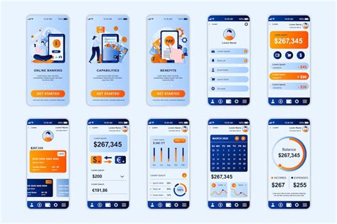Premium Vector Banking Concept Screens Set For Mobile App Template Ui Ux Gui User Interface Kit
