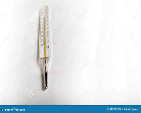 Analog Glass Thermometer For Human Temperature Check On White