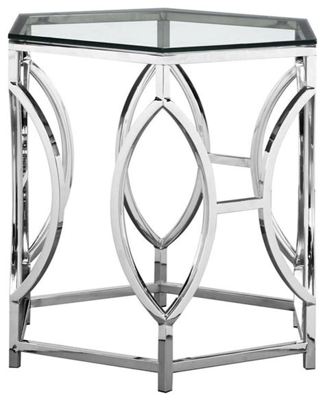 American Home Classic Arthur Metal Glass Side Table In High Polish