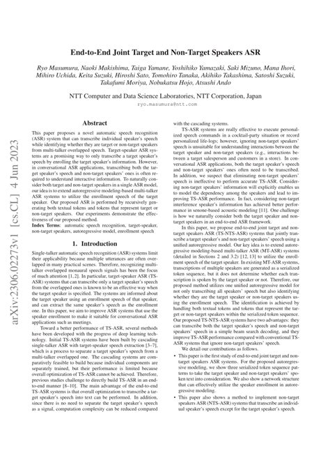 Pdf End To End Joint Target And Non Target Speakers Asr