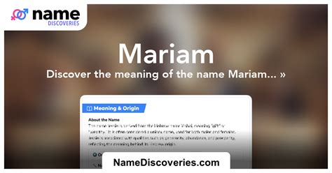 Mariam Name Meaning And Origin