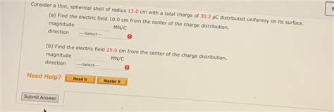 solved consider a thin spherical shell of radius 13 0cm
