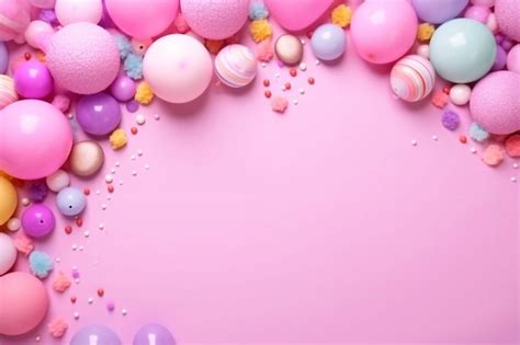 Premium Ai Image Pink And Purple Balloons On A Pink Background