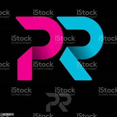 P와 R 모노그램 홍보 엠블럼 편지 P와 문자 R 구부러진 종이 스트립 이나 리본 처럼 알파벳 R에 대한 스톡 벡터 아트 및