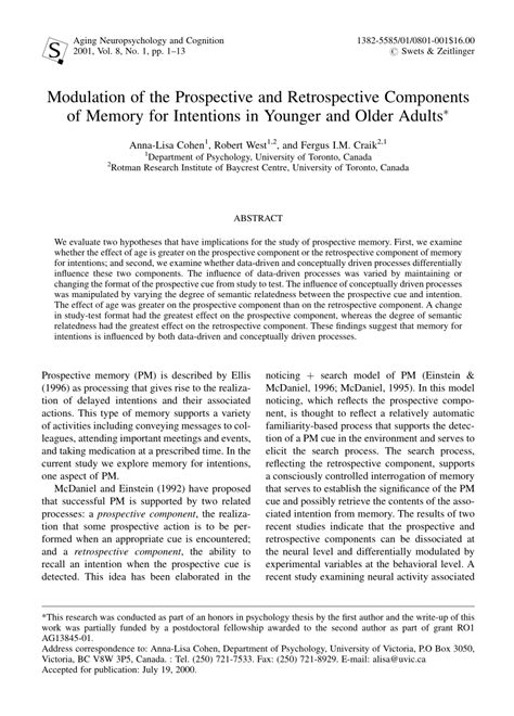 Pdf Modulation Of The Prospective And Retrospective Components Of