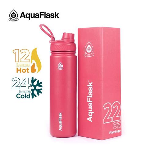 Aquaflask 22oz Flamingo Wide Mouth With Spout Lid Vacuum Insulated