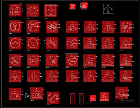 47road Traffic Signs Blocks Autocad File Dwg 2 Free Cad Blocks