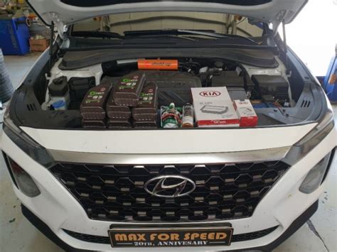 [구미엔진오일교환 맥스포스피드]2018 산타페tm 2 0vgt Euro6 Gtech Smart 0w30 C2 C3 100 합성유교환 잔유제거 루프로맥스ea 주입 불스원5중